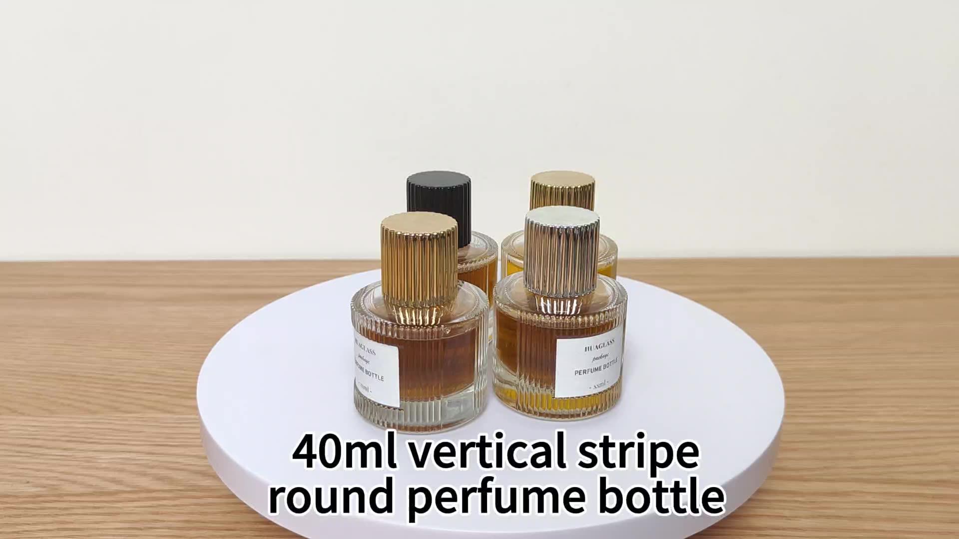 Customized Your Own 40ml Vertical Stripe Round Glass Perfume Bottles ...