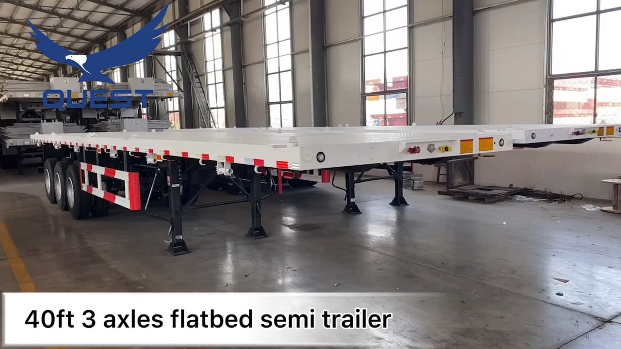 Quest Shipping Container Hauling 3 Axle 20ft 40ft Flatbed Semi Trailer ...