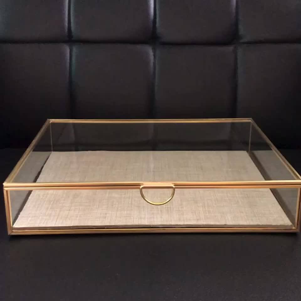 Crystal Brass And Glass Display Jewelry Boxes With Linen Insert - Buy ...