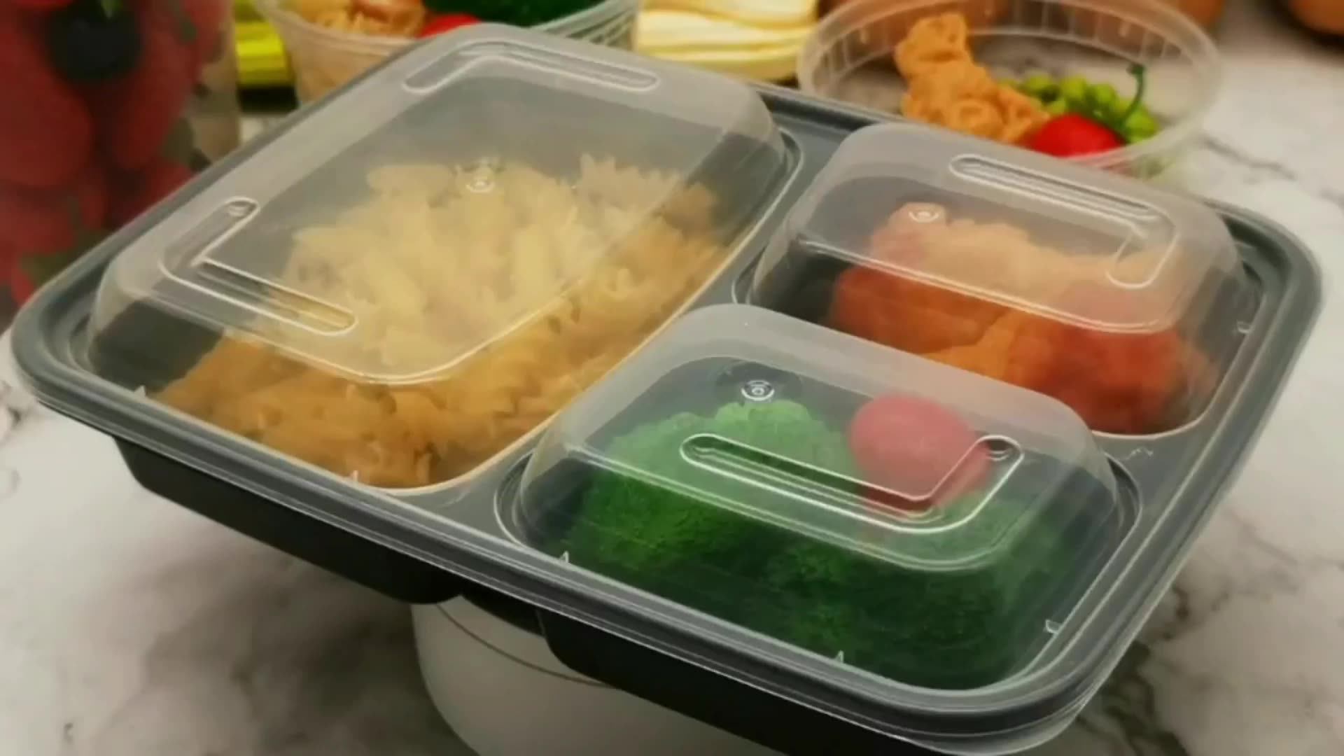 3 Sectional Stackable Plastic Takeout Takeaway Food Containers Low Moq ...