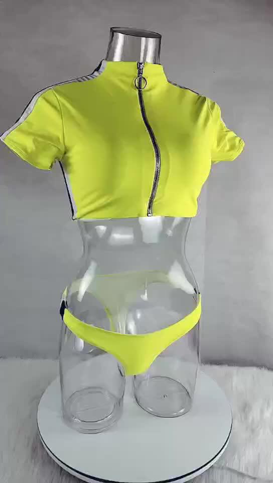 Two Pieces High Leg Women Swimsuit Wholesale Custom Woman Reversible ...