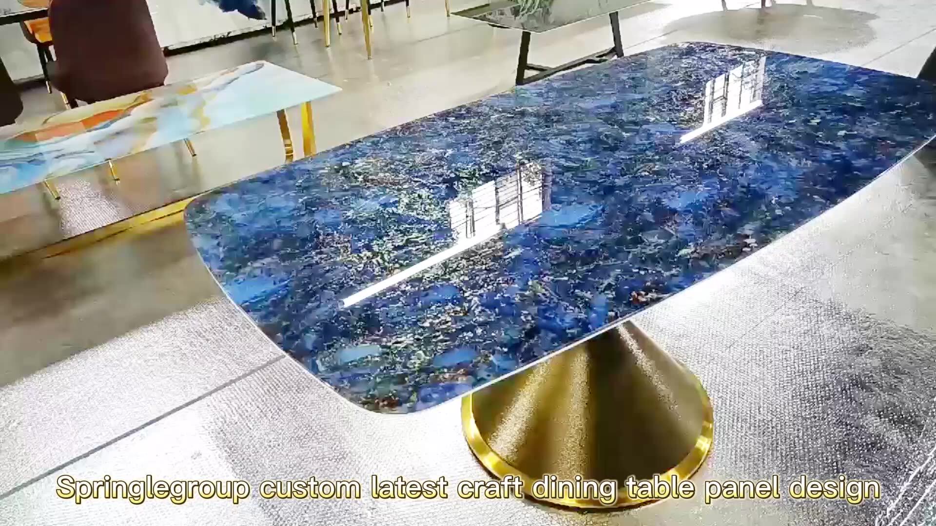 Modern Hotel Dining Room Table Set 6 Seater Luxury Home Furniture Gold ...