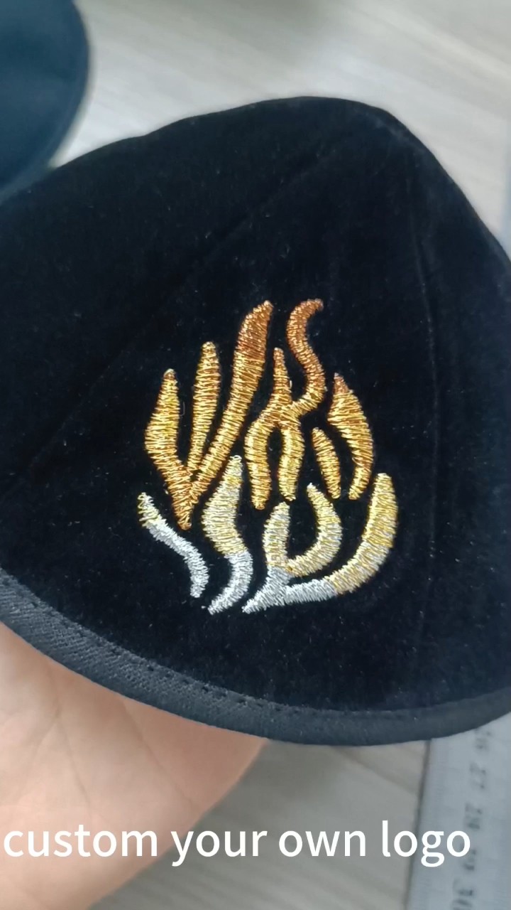 Custom Cotton Judaism Kippa Kipot Two Color Embroidery Logo Kippah ...