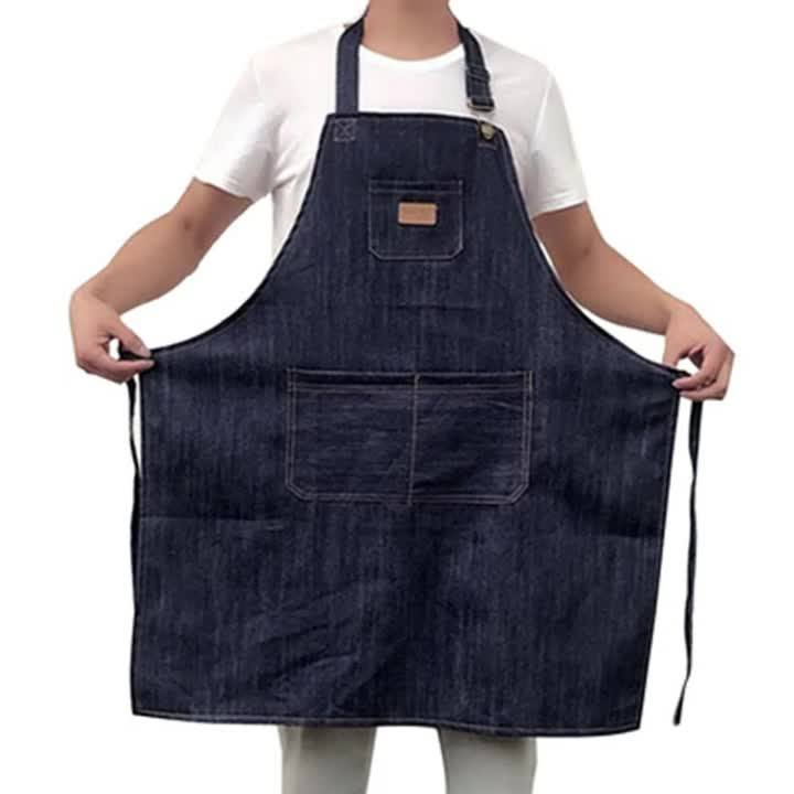 Heavy Duty Denim Jean Work Apron Salon Barber Hairdressers Apron With ...
