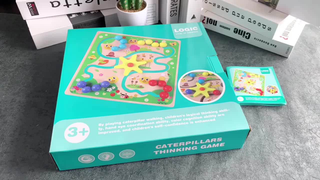 2020 Wooden 4 Color Moving Puzzles,Caterpillars Logic Thinking Games ...
