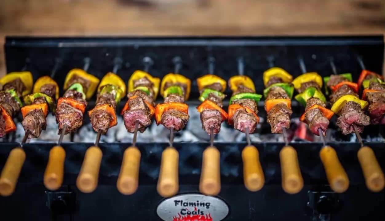 Traditional Greek Cypriot Charcoal Barbecue & Rotisserie Motor Kebab ...