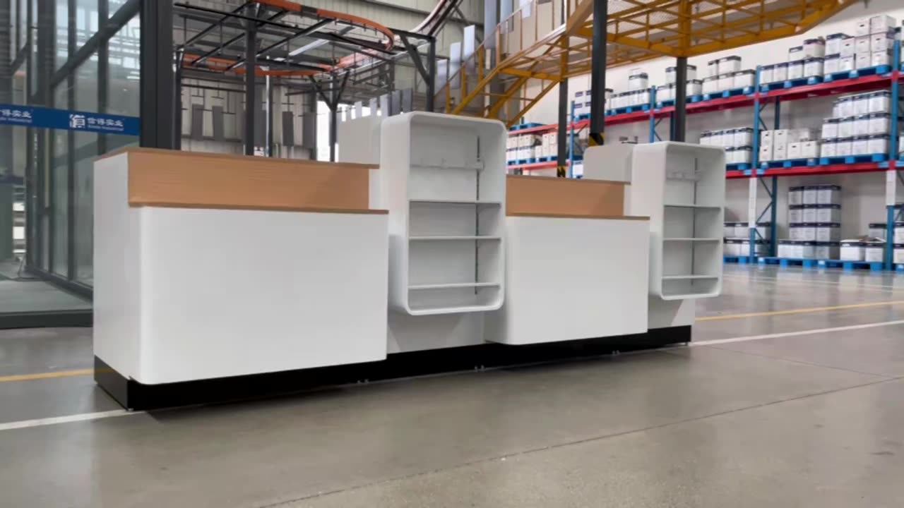 Customized Commercial Steel And Wood Check Grocery Store Checkout ...