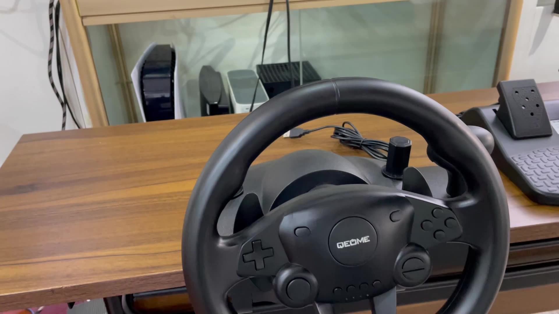 C-star Wired Racing Game Steering Wheel With Shifter/gear And Linear ...