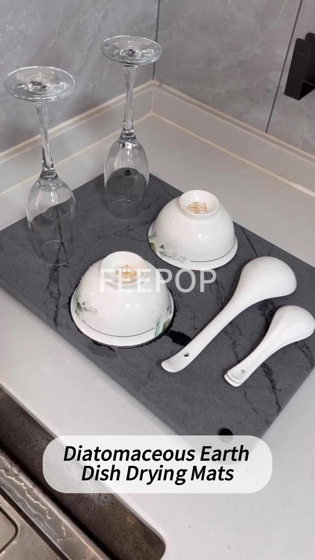 Kitchen Dish Drying Mat Non-slip Kitchen Quick Dry Mat Fast Absorbent ...