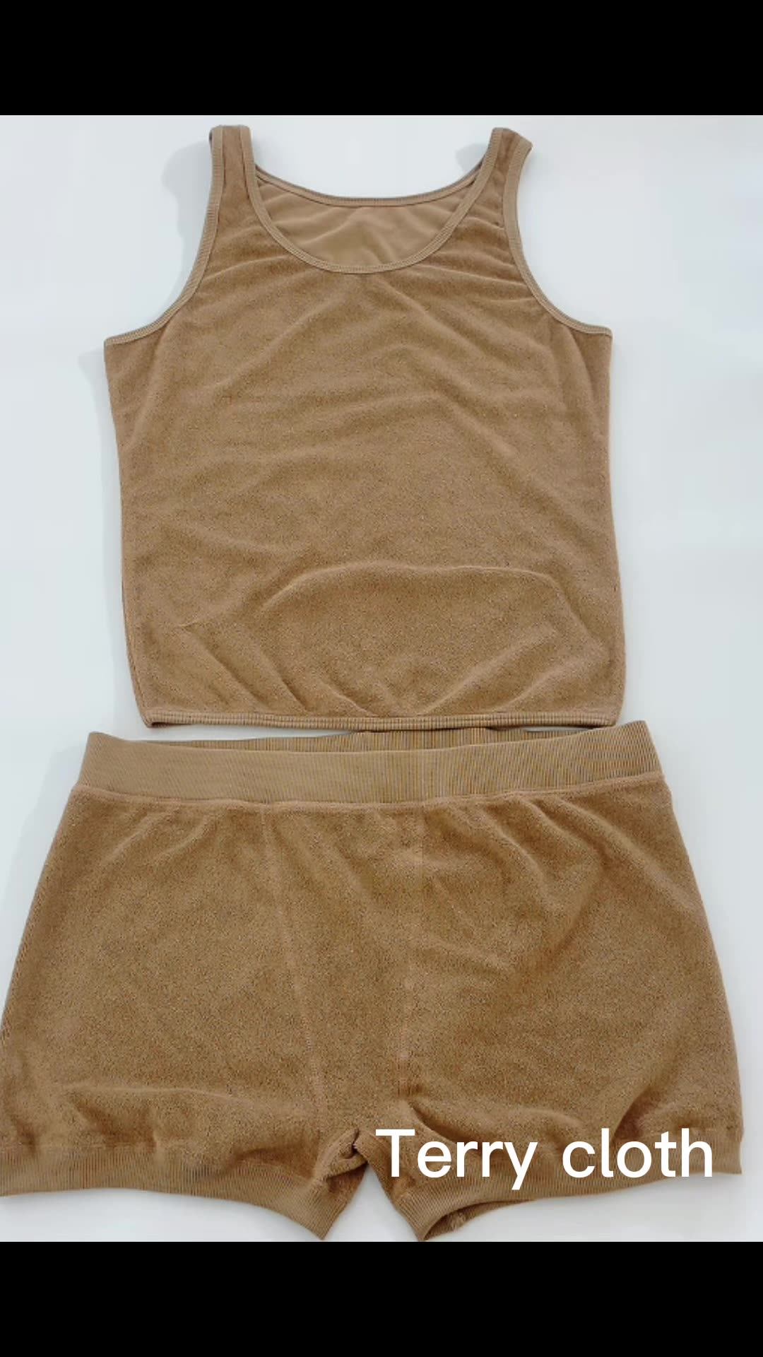 2023 Terry Set Custom Logo Tube Top With Drawstring Pants Tracksuit ...