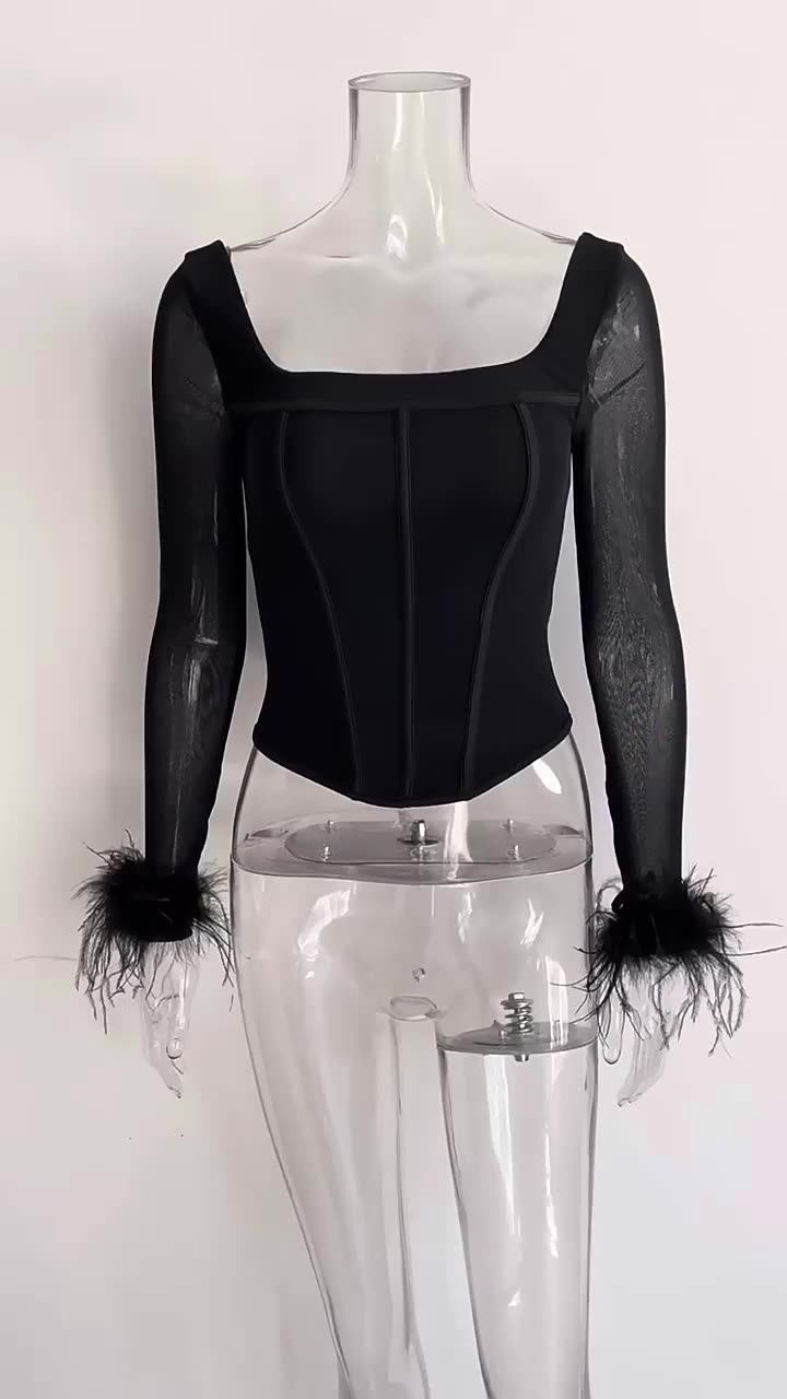 Fishbone Mesh T Shirts 2022 Summer Women's Blouses & Shirts Sexy Long ...