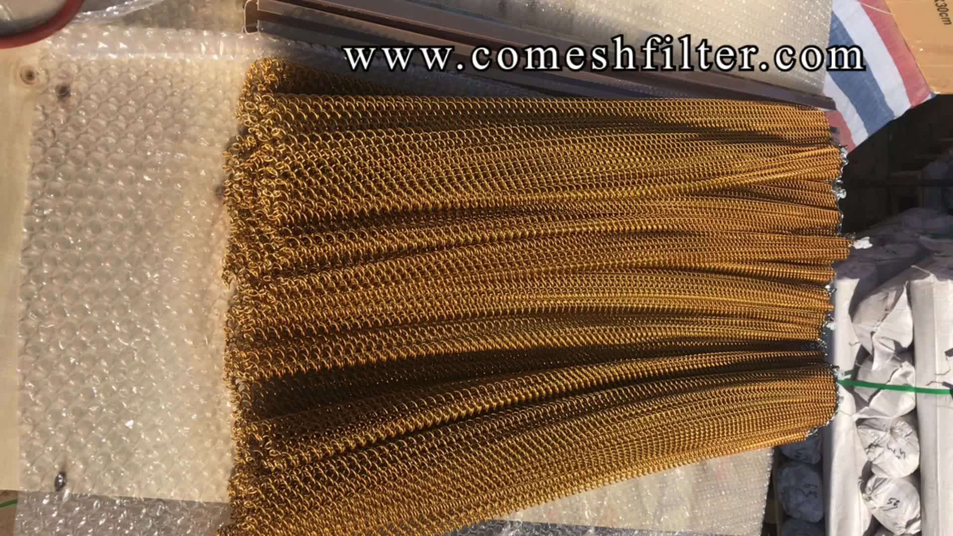 Gold Decorative Metal Coil Aluminium Alloy Wire Screen Mesh Ceiling ...