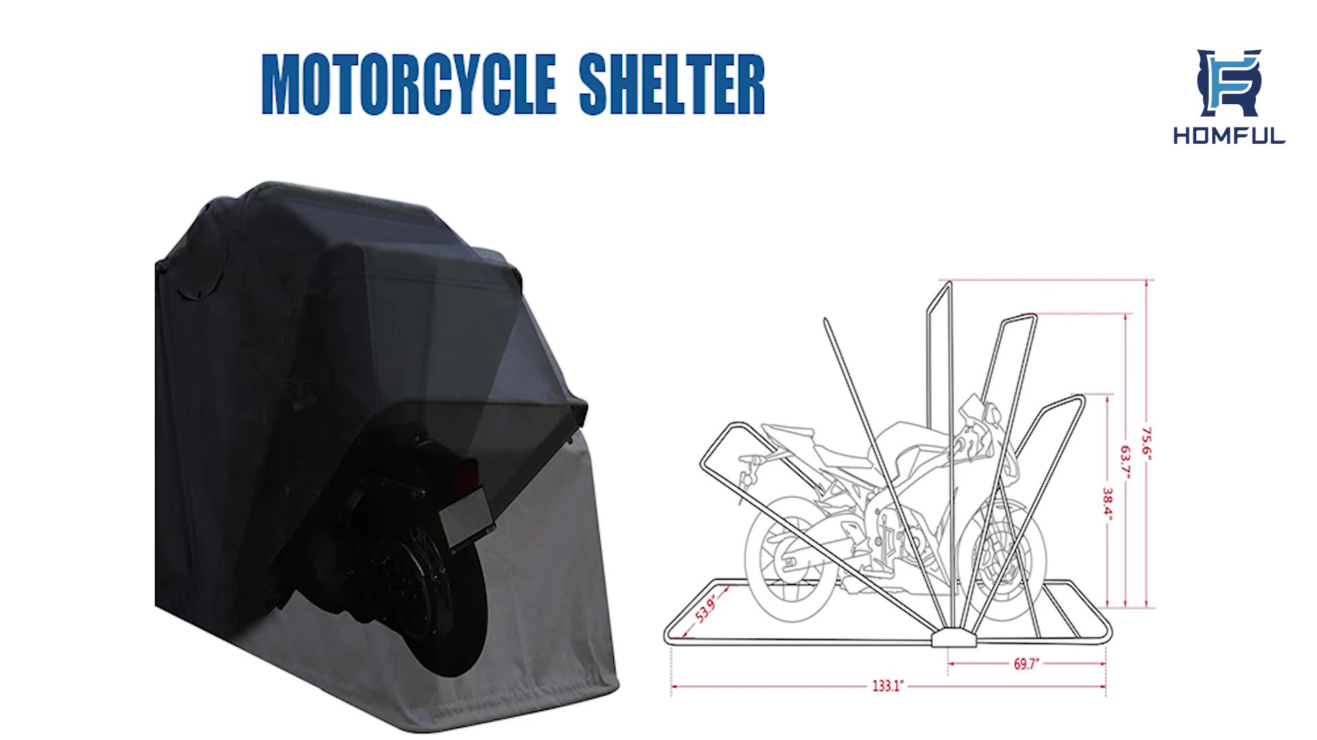 Homful Motorcycle Shelter Motor Bike Storage Folding Garage Tent