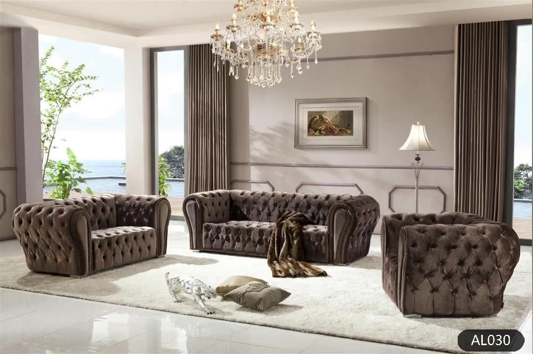 Modern Luxury Designs Living Room Furniture Fabric Chesterfield Sof ...