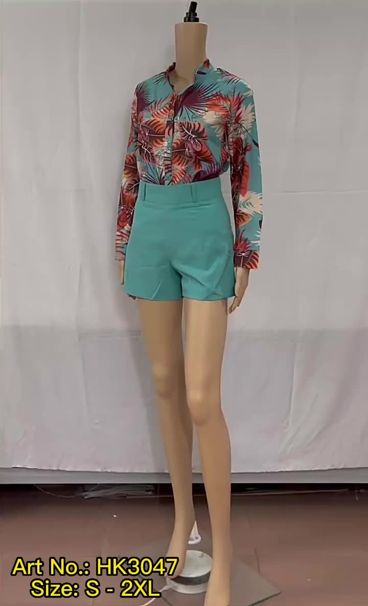 Hk888 Two Piece Set Women Clothing Digital Printing Shorts And Shirt ...