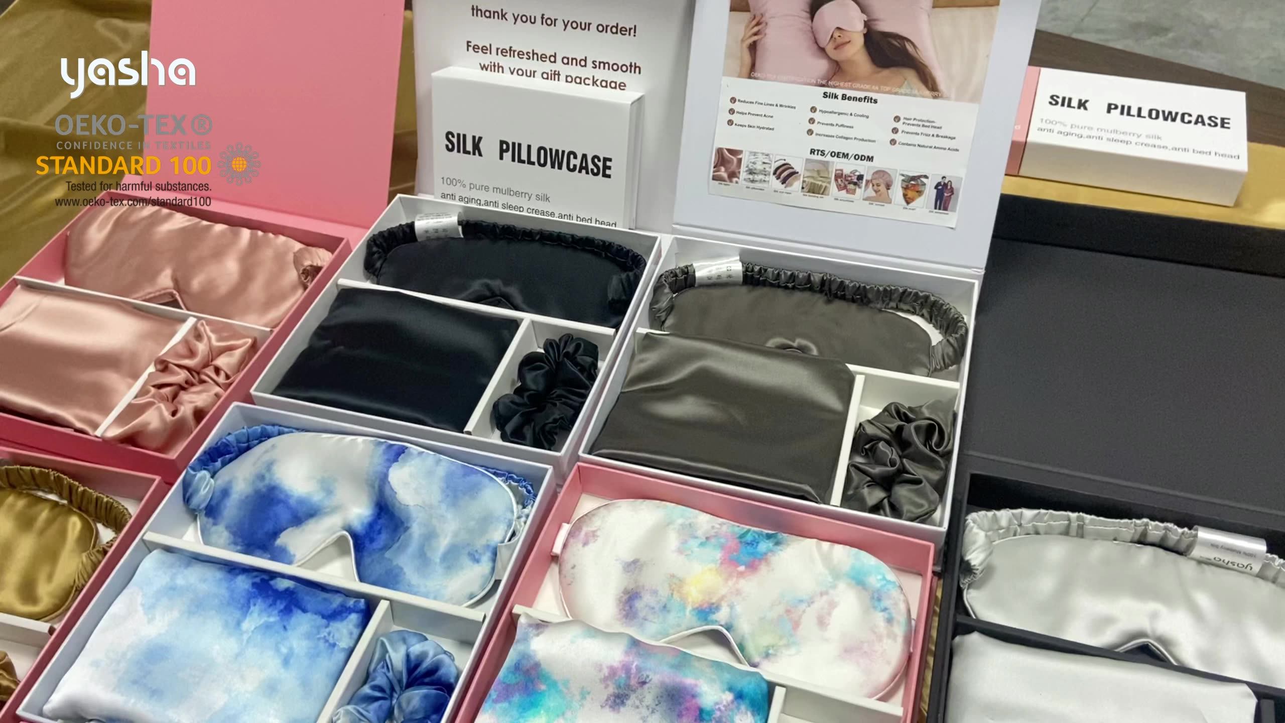 Custom Logo Ivory Pure Silk Pillowcase Scrunchie Box Hair Tie Luxury ...