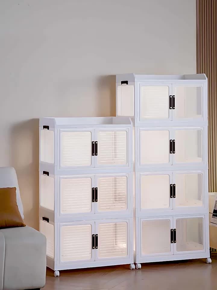 Double Doors Large Clear Plastic Storage Box Collapsible Storage Bins ...