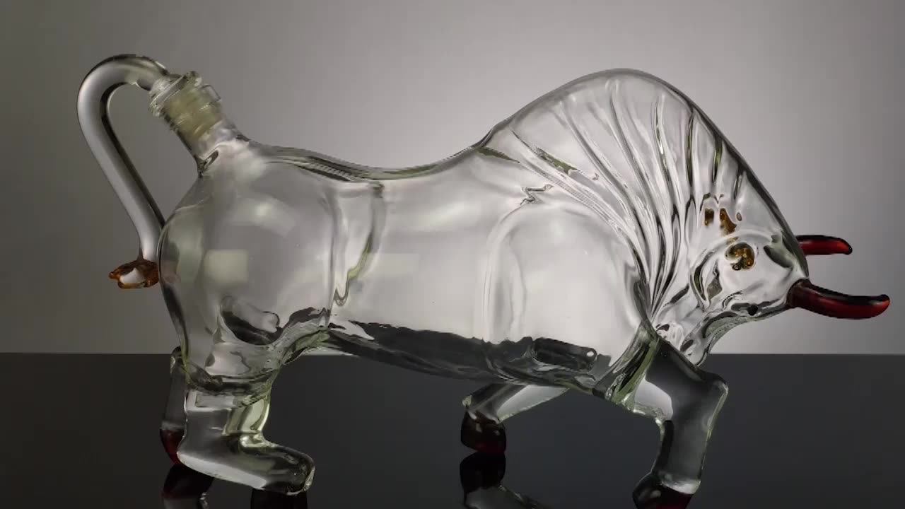 200ml/500ml Animal Bottle Handmade Glass Liquor Bottle Glass Bull Shape ...
