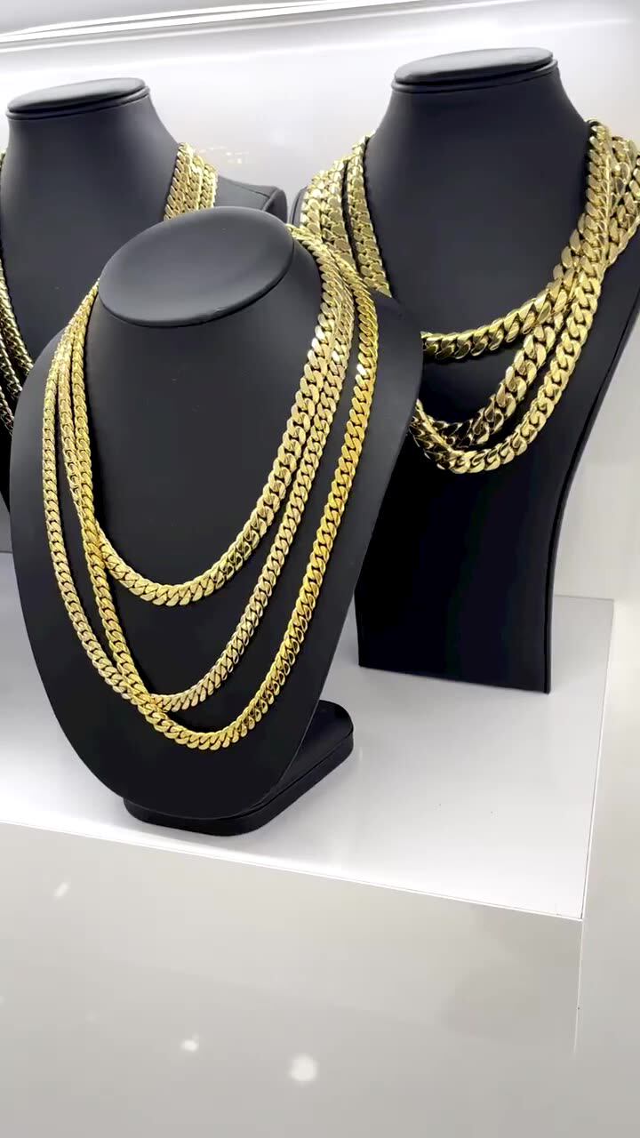 Customized Italian 10kt 14k Gold Chains Real Yellow Gold Miami Cuban ...