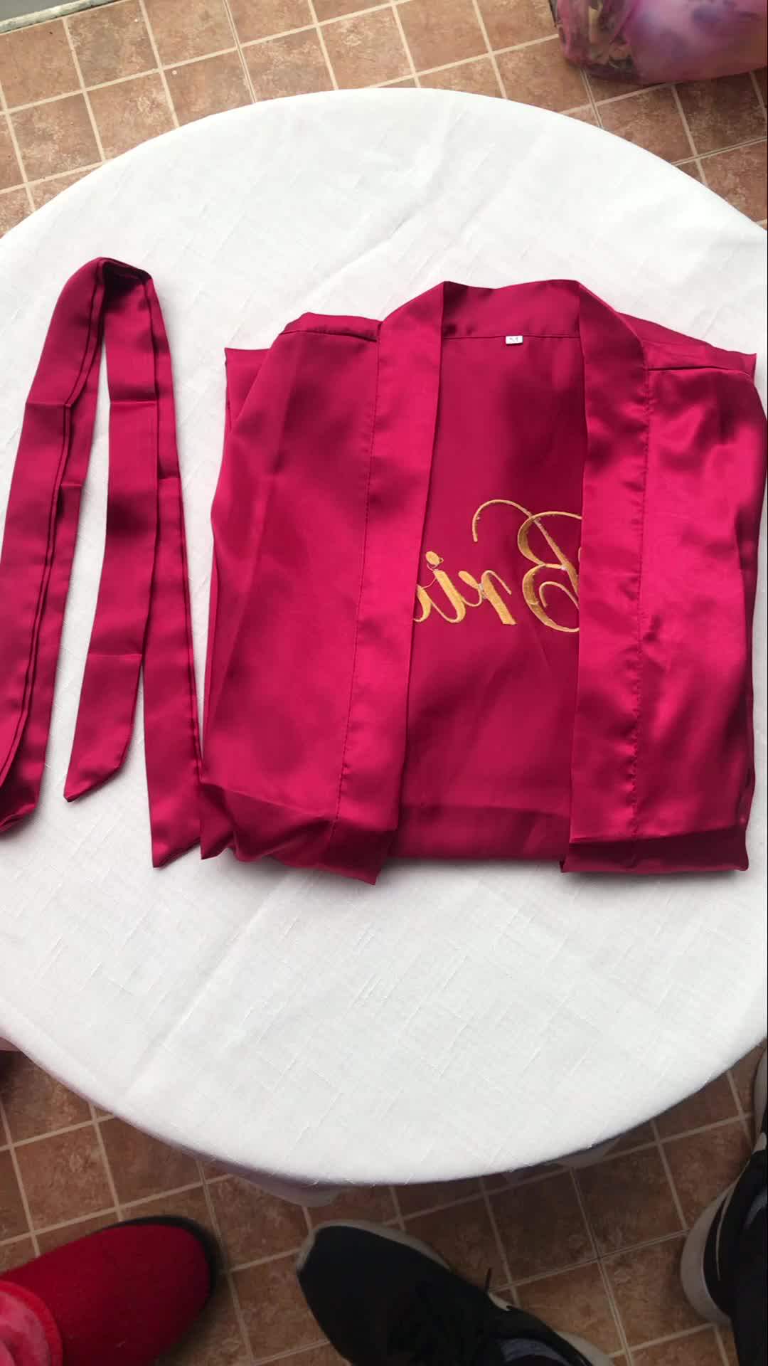 T-023 Silk Personalized Embroidery Satin Robe Women Wedding Bride And ...