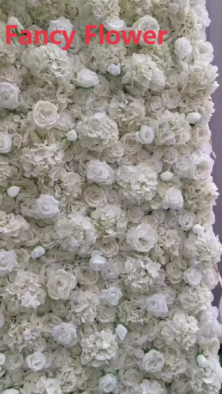 8x8ft Flower Wall 3d White Roll Up Cloth Wedding Decor Artificial Silk ...