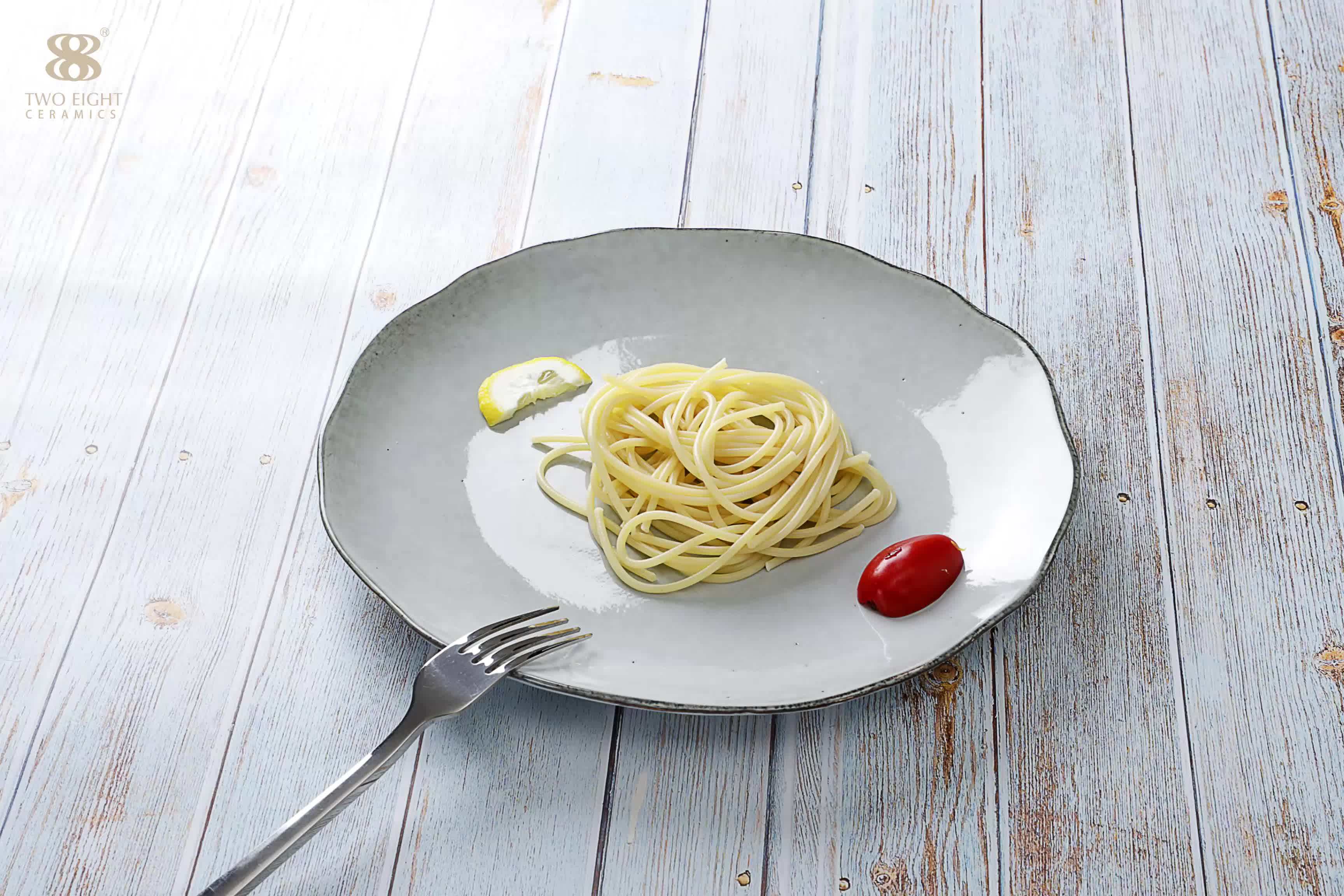 Grey Irregular Porcelain Hotel Plates,Modern Ceramic Restaurant Dinner ...