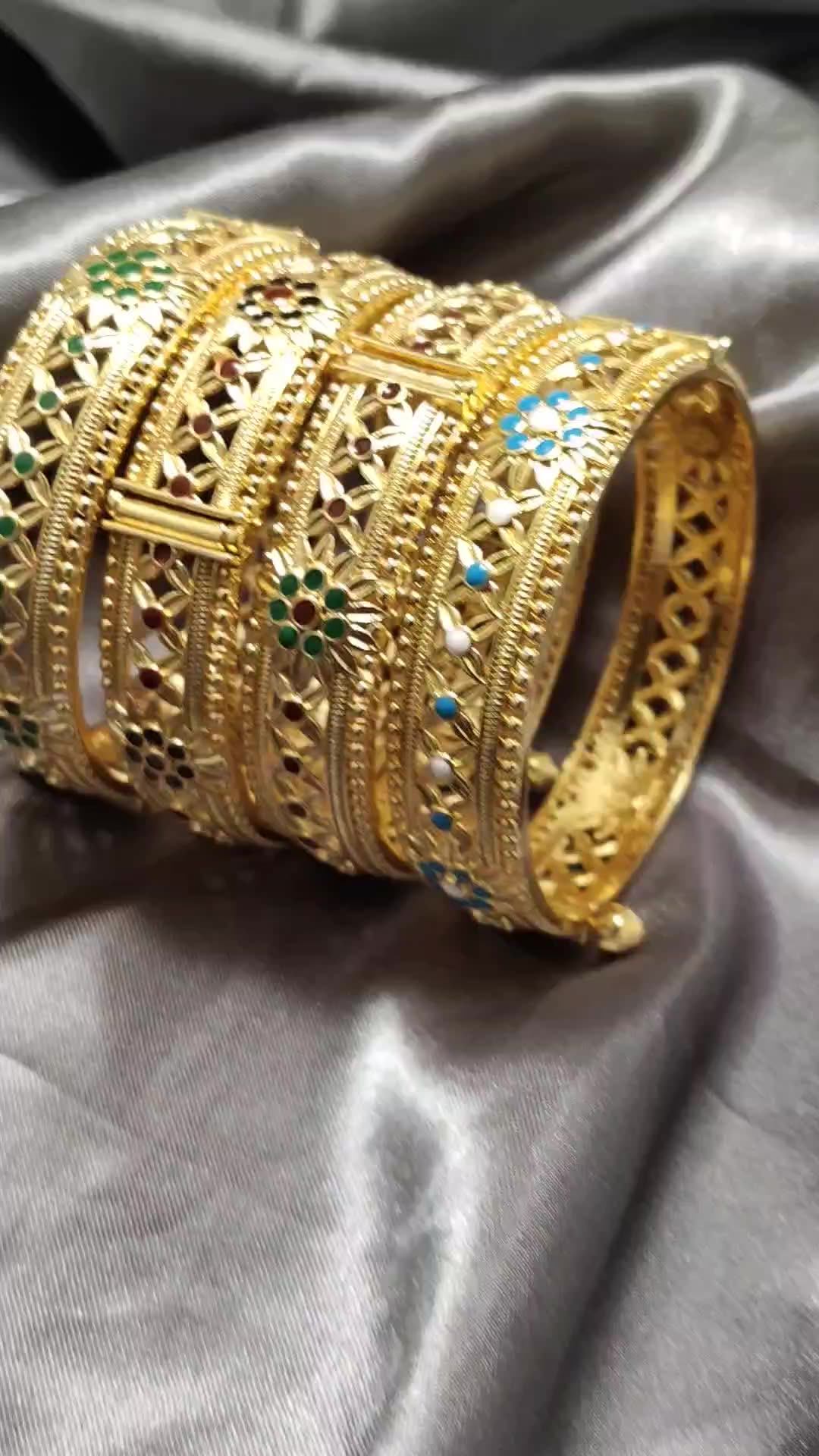 Luxury Dubai Golden Bracelet Female Big Gold Color Bangles For Women ...