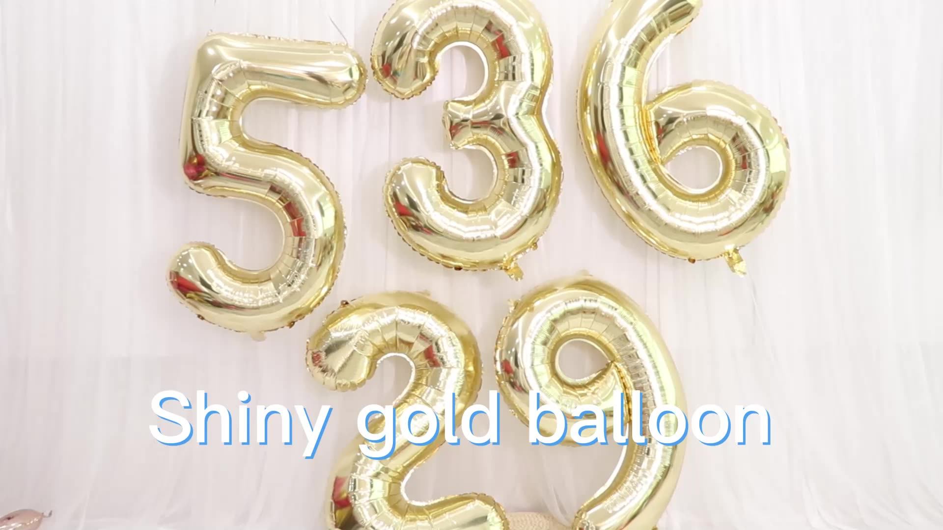 40 Inch Foil Number Balloons Helium Balloon Wholesale Gold Color 0-9 ...