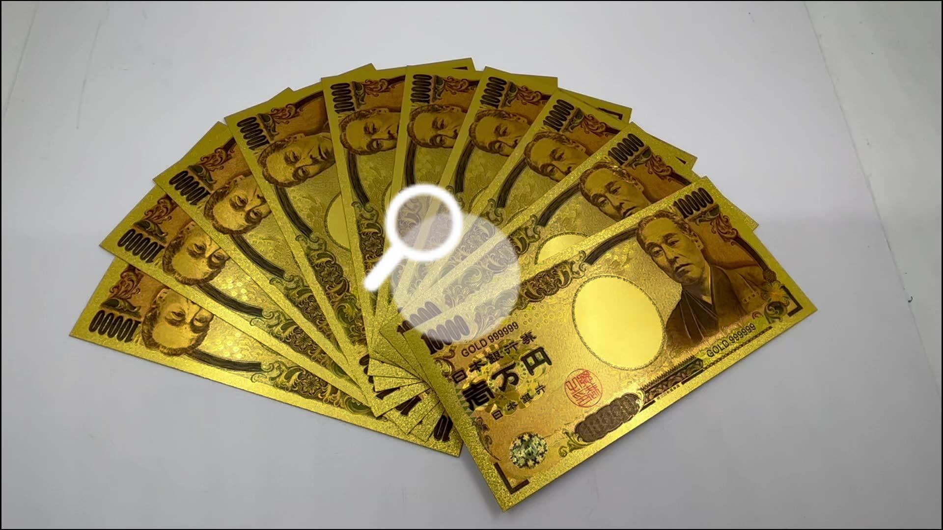 Japanese Banknotes 24k Gold Color Leaf Plated Japan 10000 Yen Gold ...