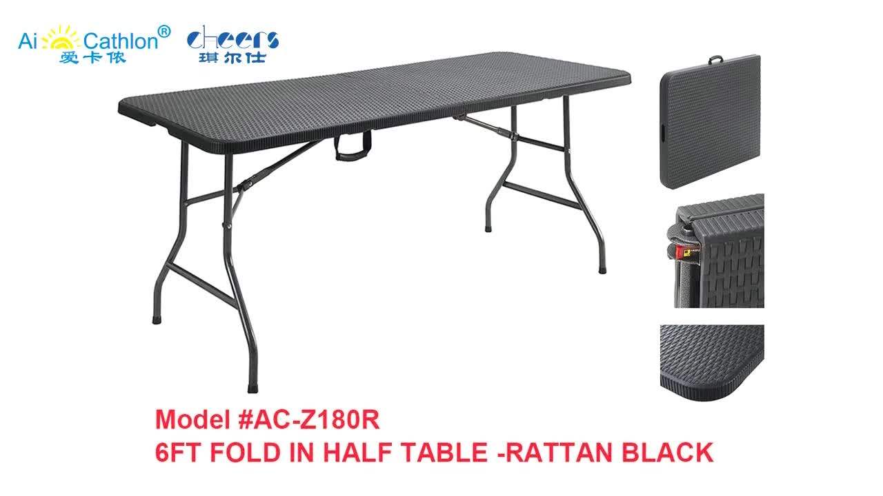 Heavy Duty Polyethylene Outdoor 6 Feet Hdpe Fold Up Table Rattan Style ...