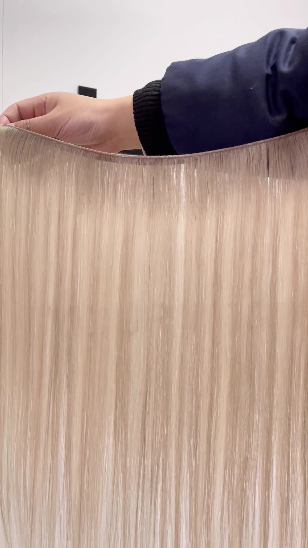 Natural Brown Invisible Russian Hair Extensions Double Drawn Hole Weft ...