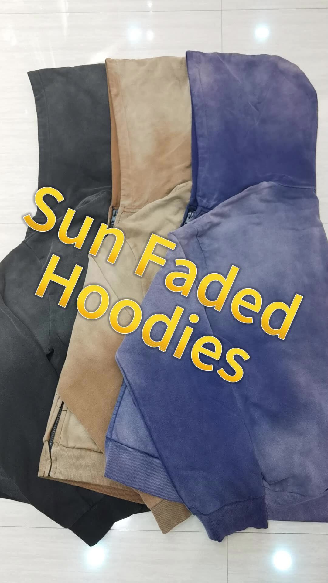 Sun Faded Hoodie French Terry Custom Distressed Destroyed Heavy 100% ...