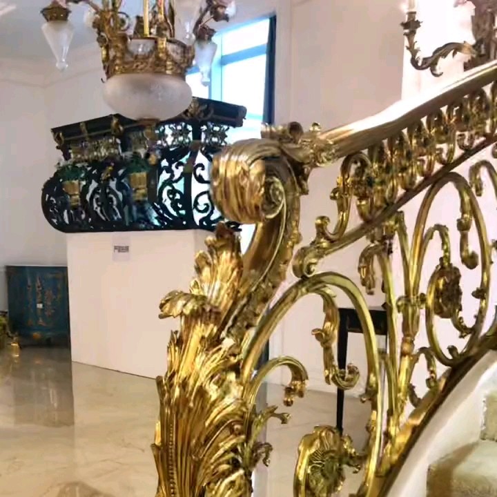 Modern Gold Indoor Metal Aluminumstair Railings Design Suppliers Villa ...