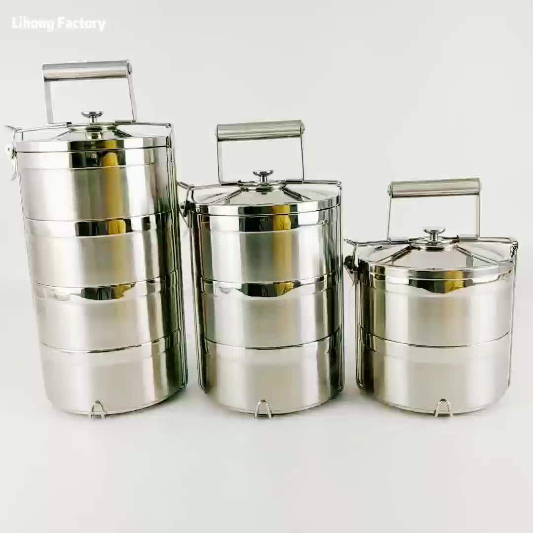 Portable 14cm 2 Layer 3 Tier 304 Stainless Steel Food Camping Box ...