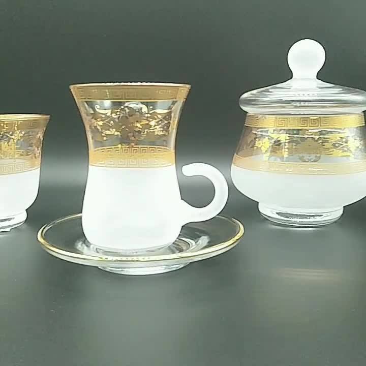 Royal Design Arabic Cawa Cup Golden Tea Cup Sets Crystal Tea Glass ...