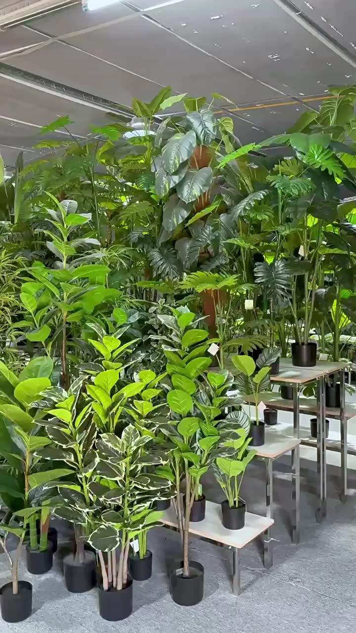 Decorative Indoor Rubber Monster Artificial Green Palm Tree Simulation ...