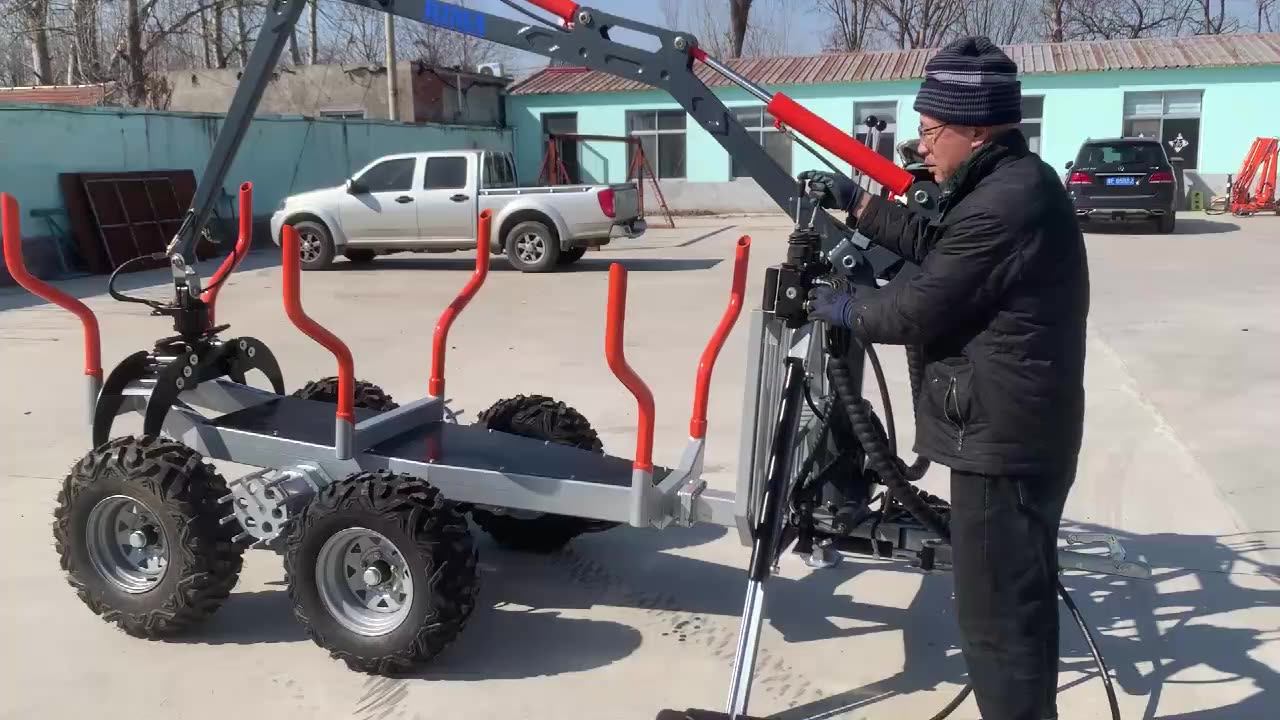 Forestry 4wd Timber Trailer With Crane Timber Grapple Log Loading ...