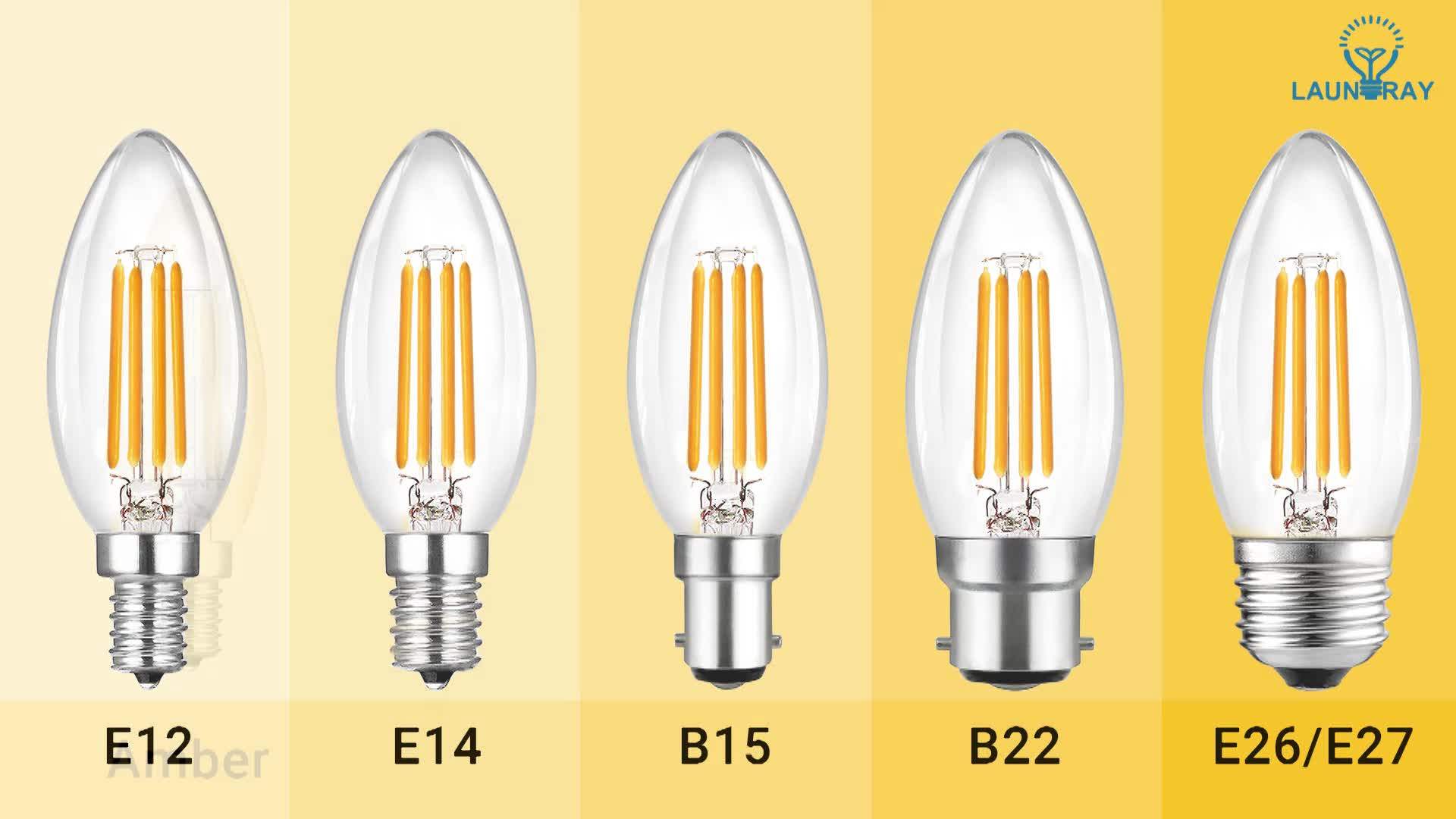 B22 B15 E14 E12 Candelabra Led Bulbs Dimmable 2w 4w 6w C35 Led Filament Bulb Ca10 Flame Tip ...