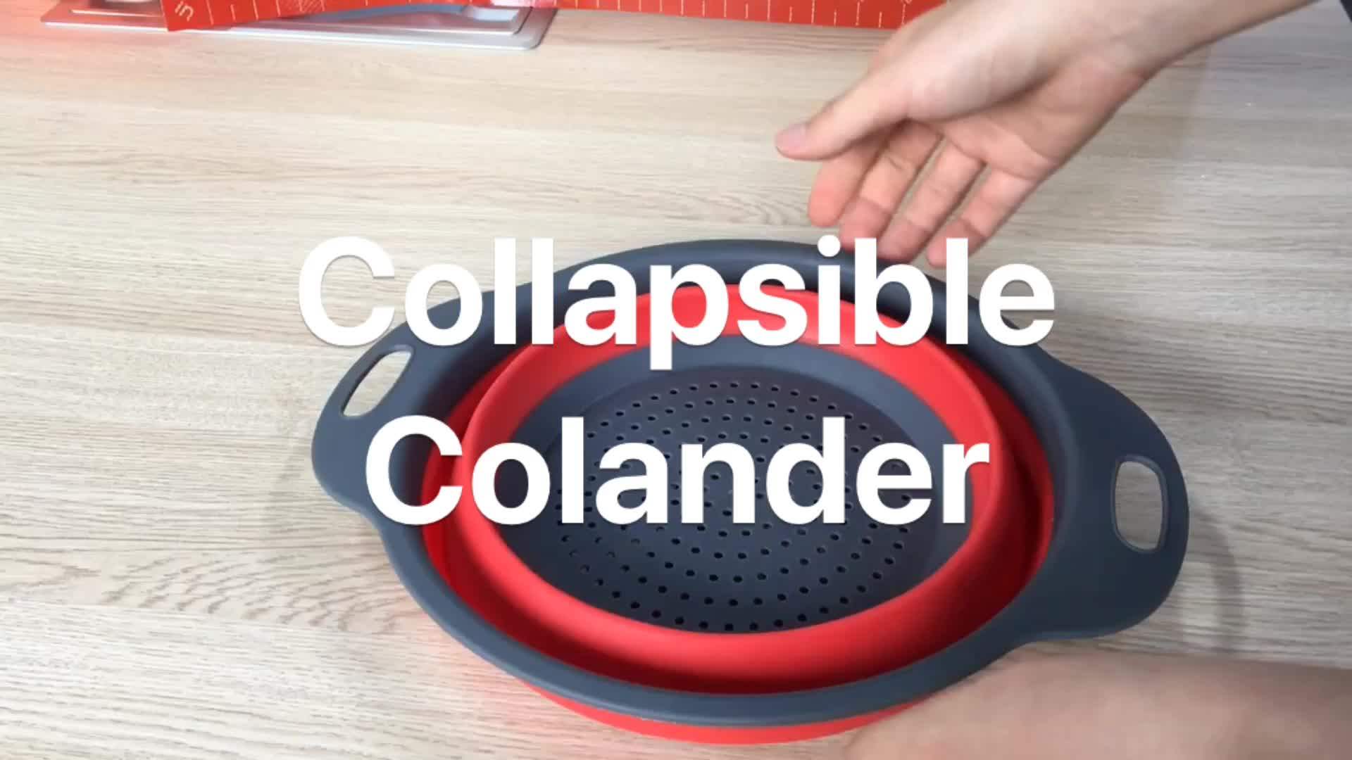 2 Pack Collapsible Colander Strainer Set,Food-grade Silicone Strainer ...