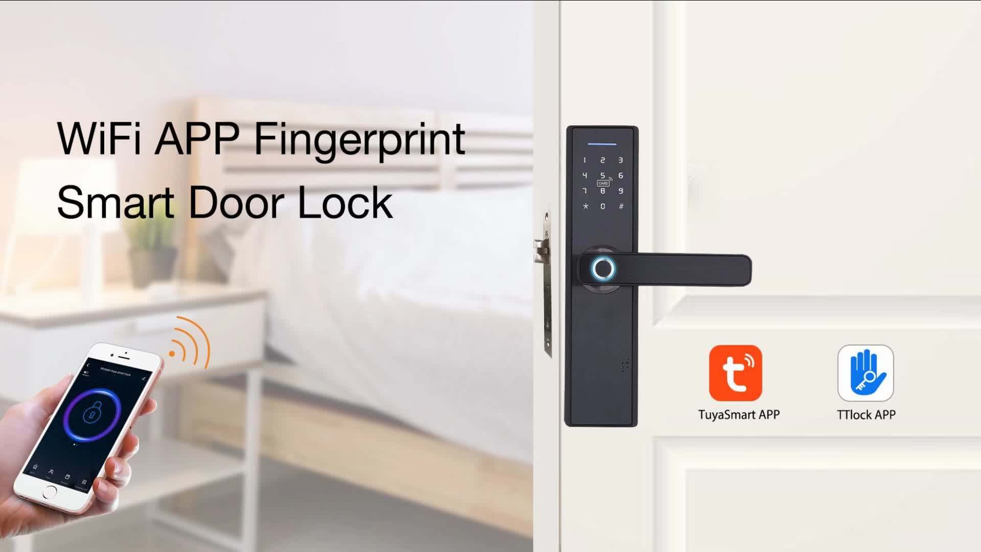 High Tech Smart Knob Push Pull Door Locks Ttlock And Tuya Smart Card ...