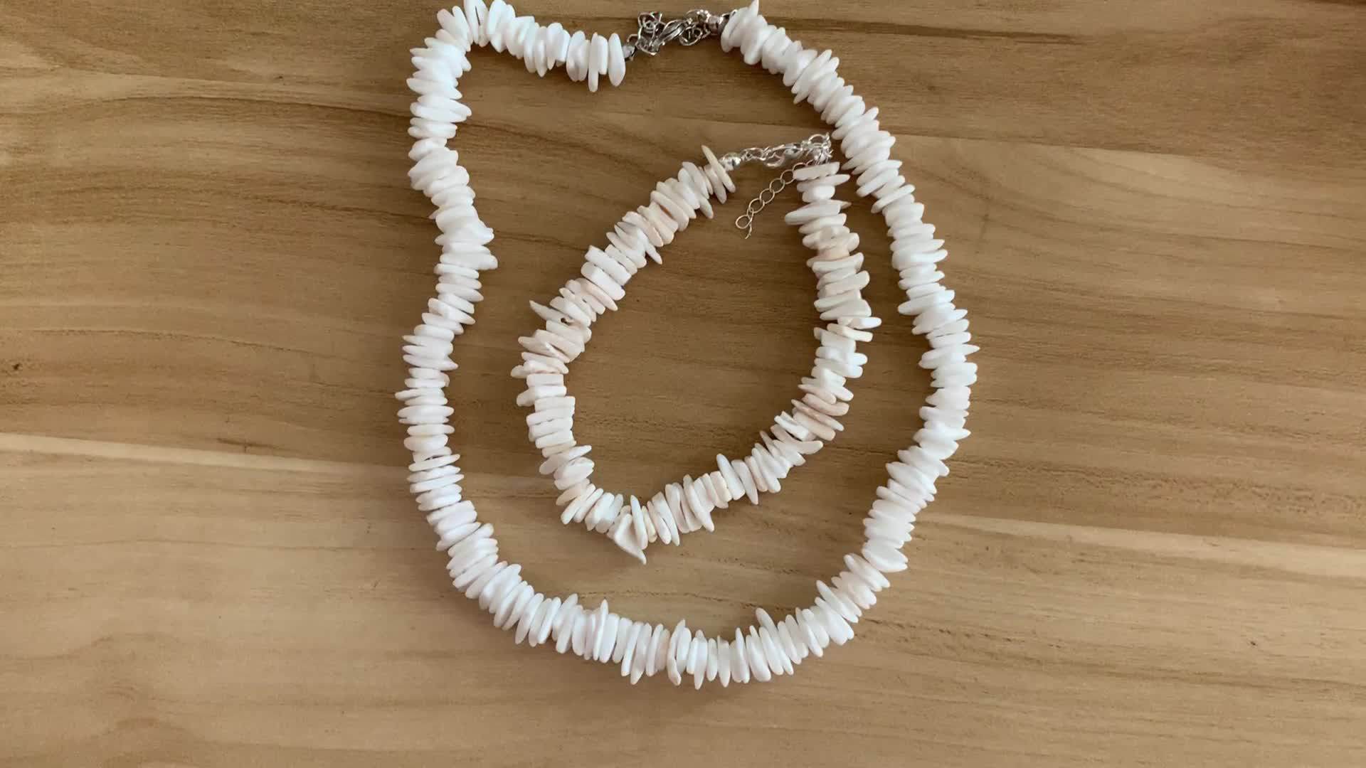 Women White Conch Clam Chips Puka Shell Necklace - Buy Native Rose ...