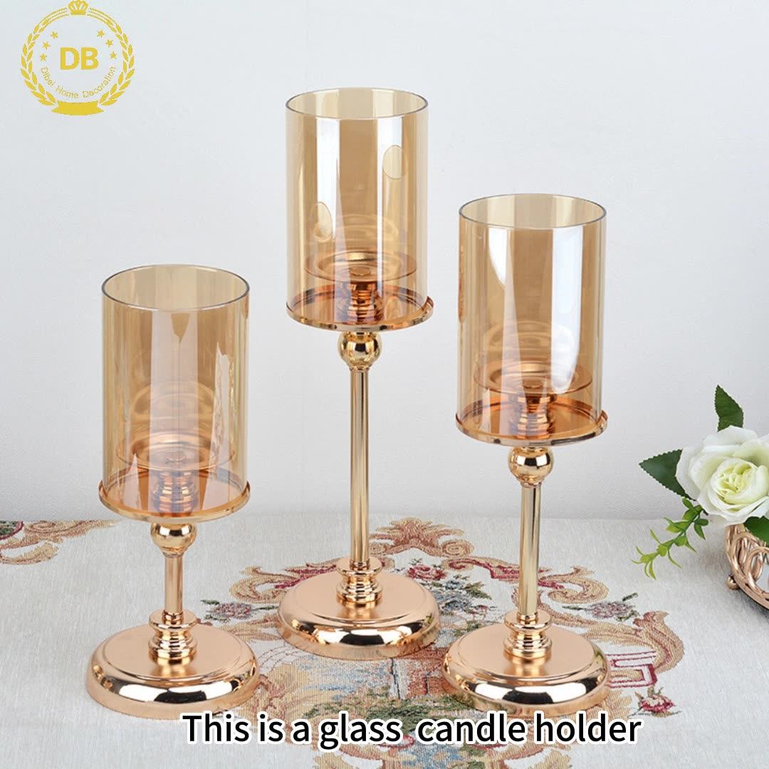 Luxury Gold Pillar Candle Holders Home Wedding Candle Stands With ...