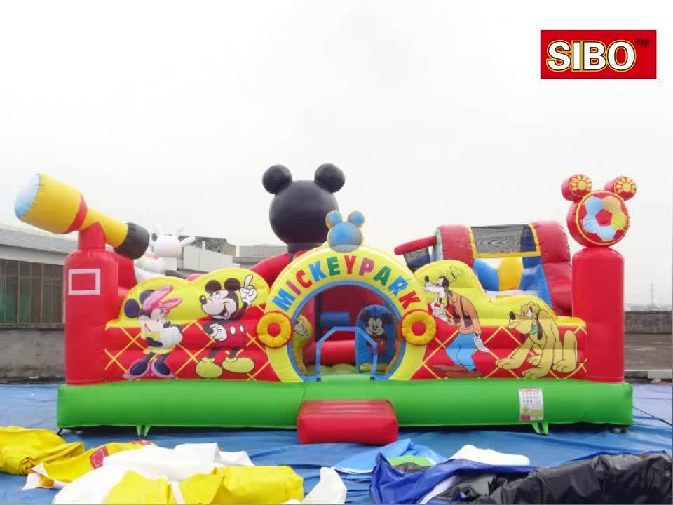 Outdoor Playground Mickey Mouse Inflatable Bouncer With Basketball Hoop ...