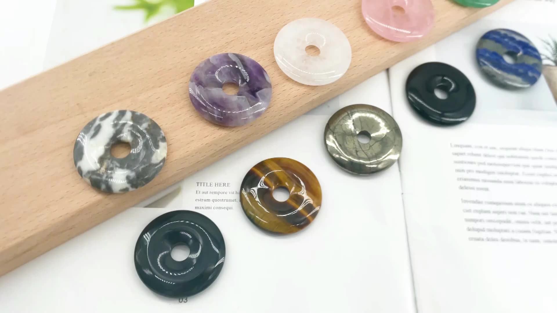 40mm Big Healing Agate Jade Crystal Donut Pendant Natural Stone ...