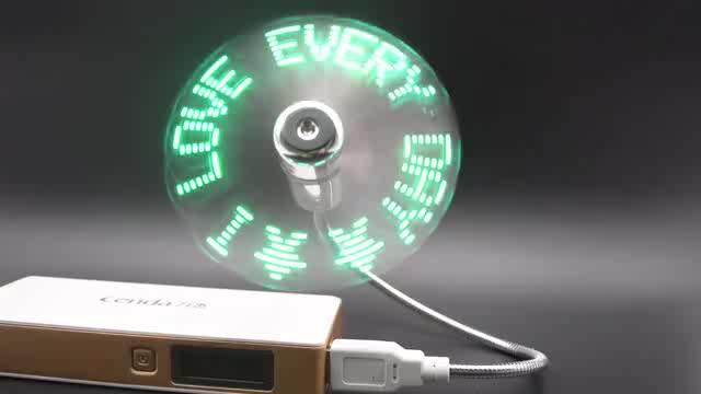 Programmable Plated Mini Flashing Led Usb Message Fan With Customized ...