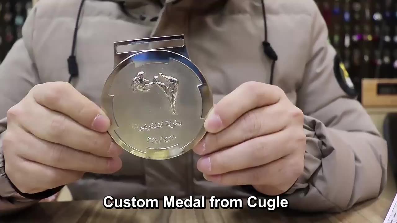 Archery Sublimation Ribbon Gold Metal Karate Custom Shape Logo Metal ...