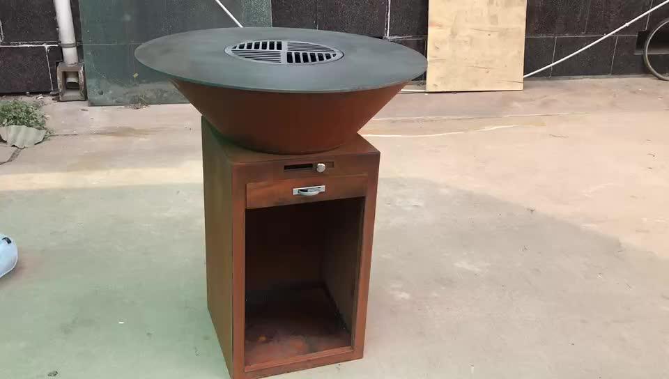 Top Sell Corten Steel Fire Pit Bbq Grill Vertical Wood Fire Grill - Buy ...