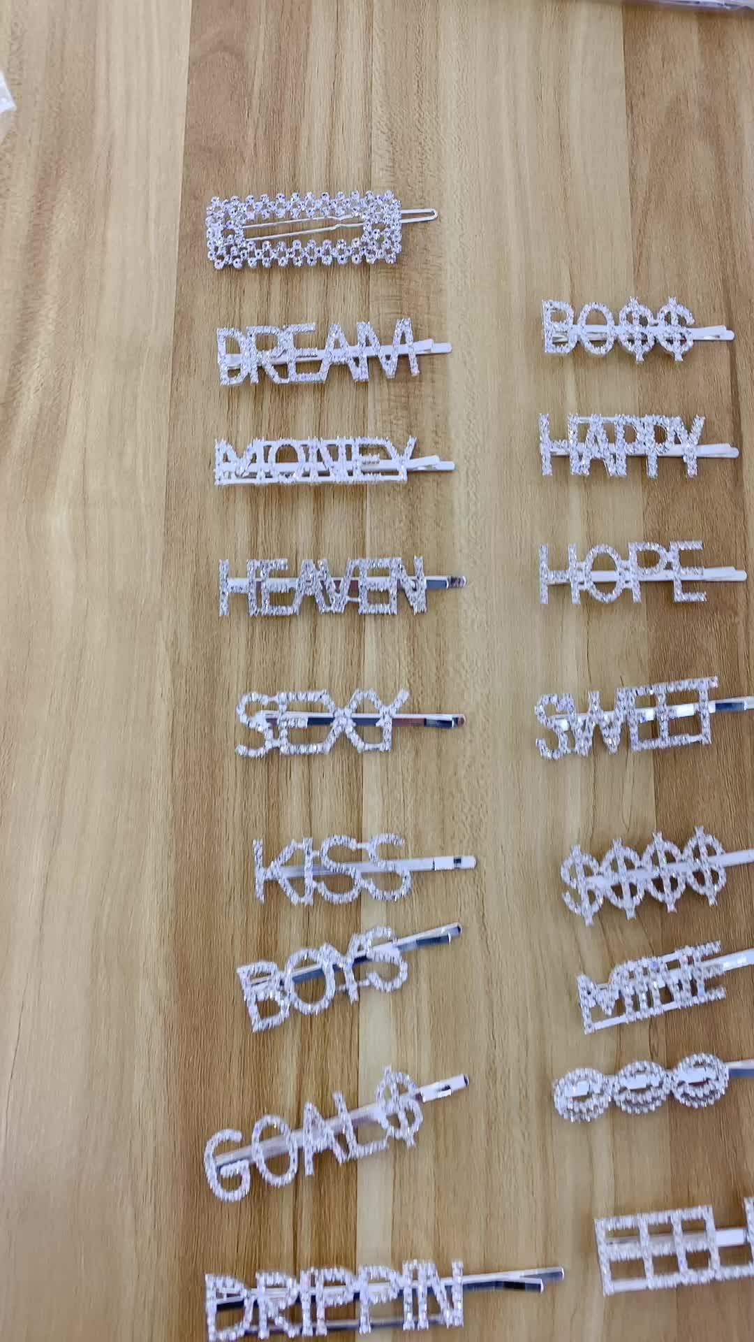 2019 Hair Clip With Letters Hair Pin Bling Alphabet Rhinestone Women ...