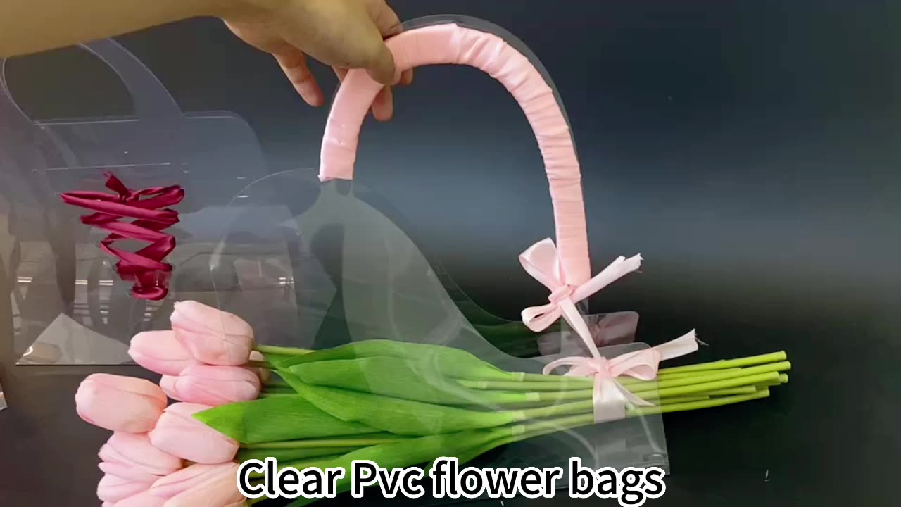2023 Ins Pvc Acrylic Clear Flower Bags Custom Size Clear Transparent Wedding Flower Bouquet Gift ...