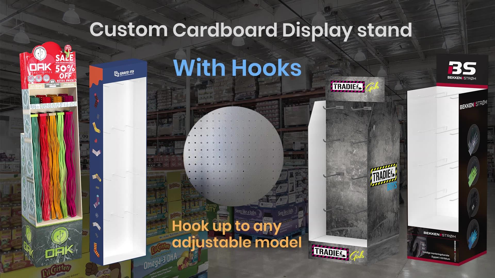 Double Sided Pos Corrugated Cardboard Hook Peg Display Rack Corrugated ...